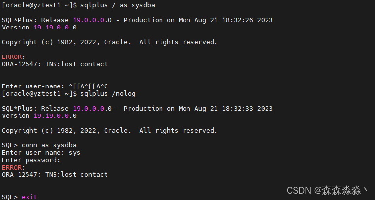ORA-12547: TNS:lost contact错误处理记录-CSDN博客