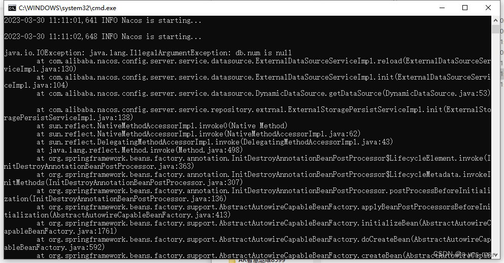 nacos启动报错 db.num is null_nacos db.num is null-CSDN博客