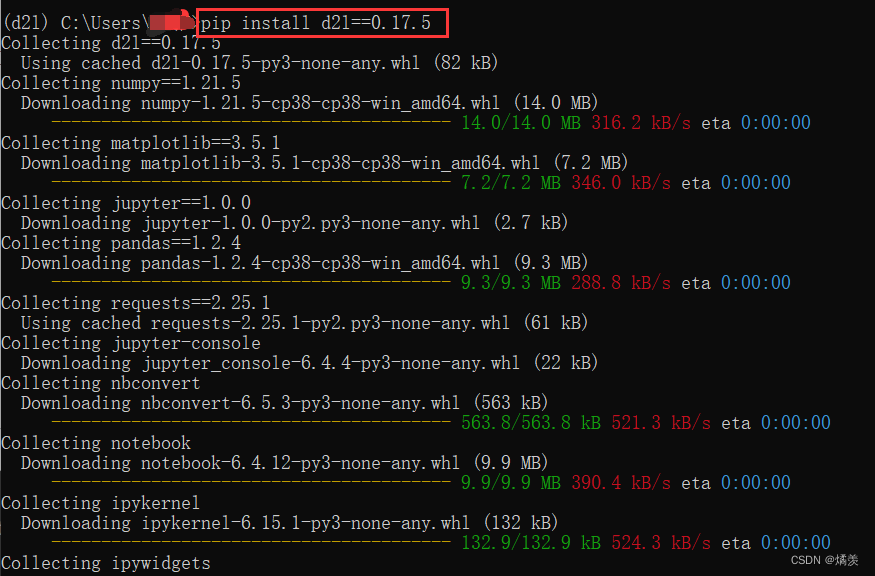 conda创建环境并下载d2l软件包_conda安装d2l-CSDN博客