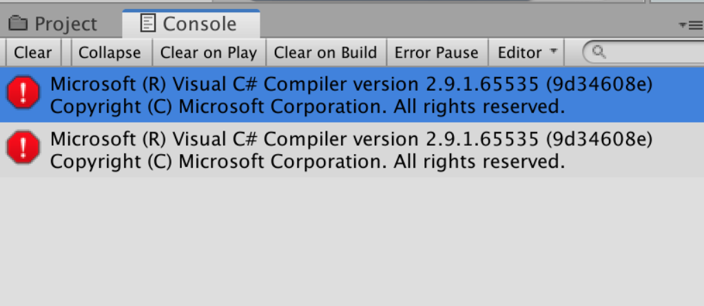 【Unity】Microsoft (R) Visual C# Compiler version 2.9.1.65535 (9d34608e)_unity microsoft (r ...