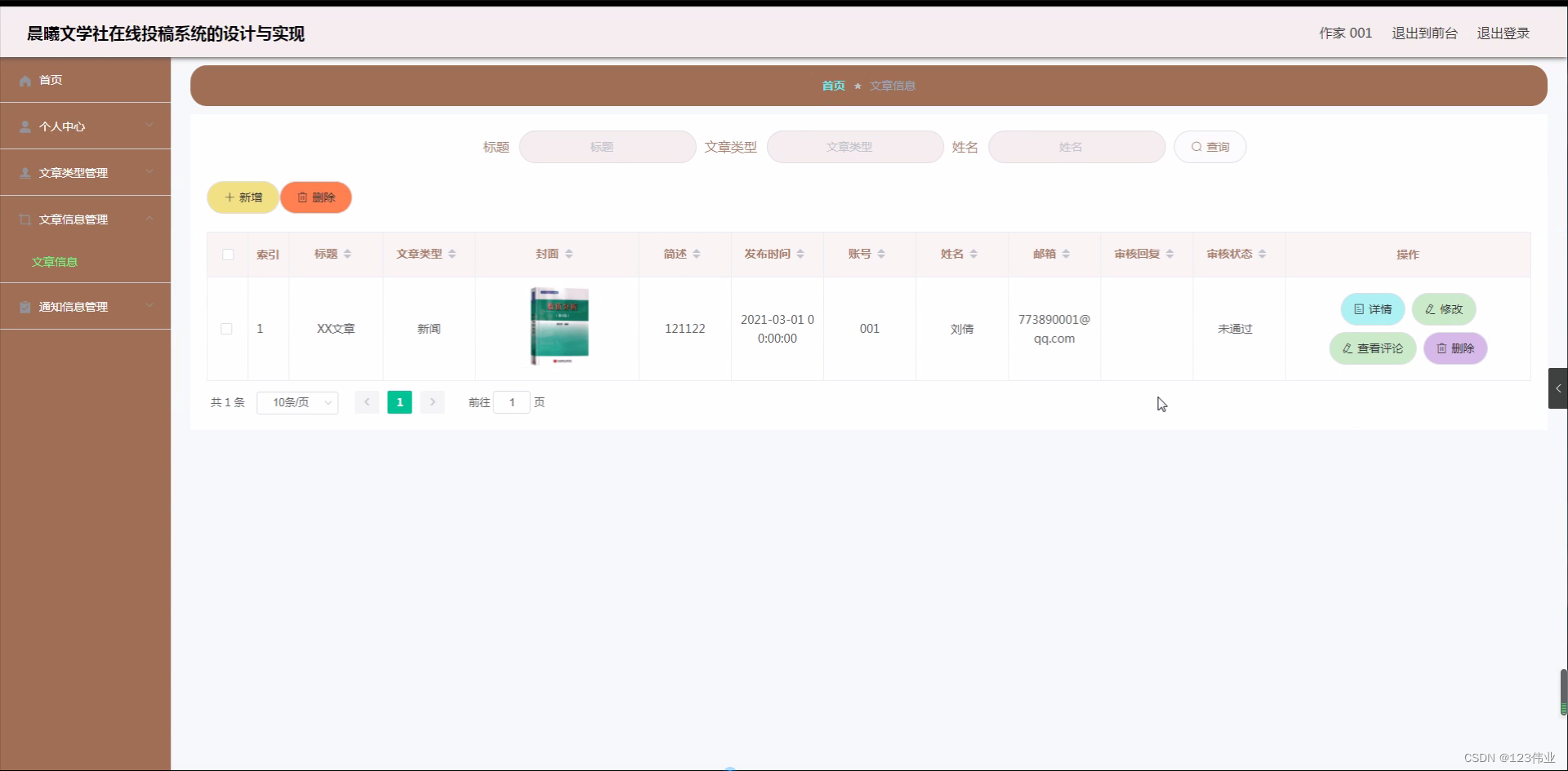 Java毕设项目晨曦文学社在线投稿系统的设计与实现(javavuemybatismavenmysql) Csdn博客