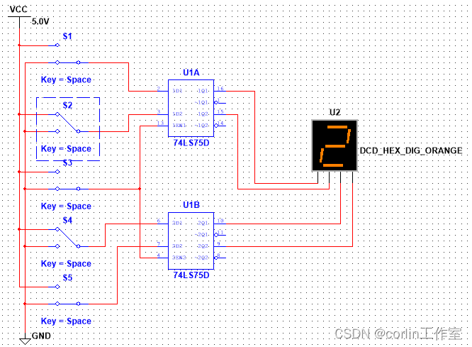 Multisim14.0仿真（十七）74LS75D锁存器_74ls75真值表-CSDN博客