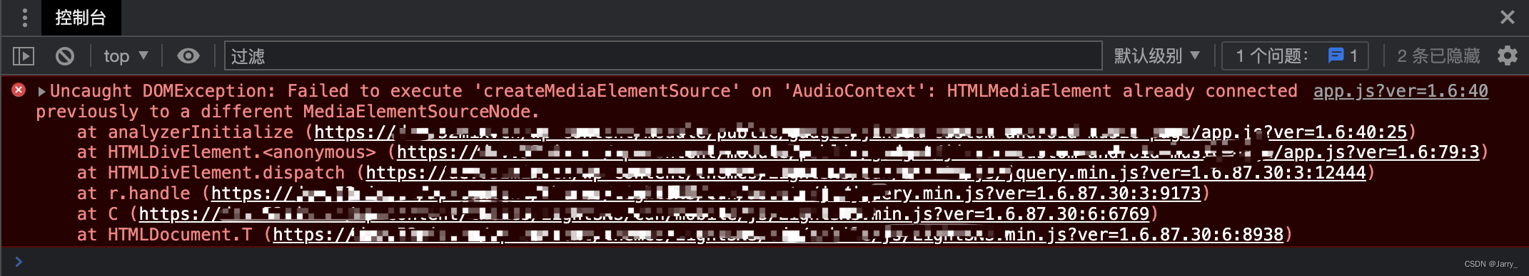解决AudioCont...HTMLMediaElement already connected previously to a different ...