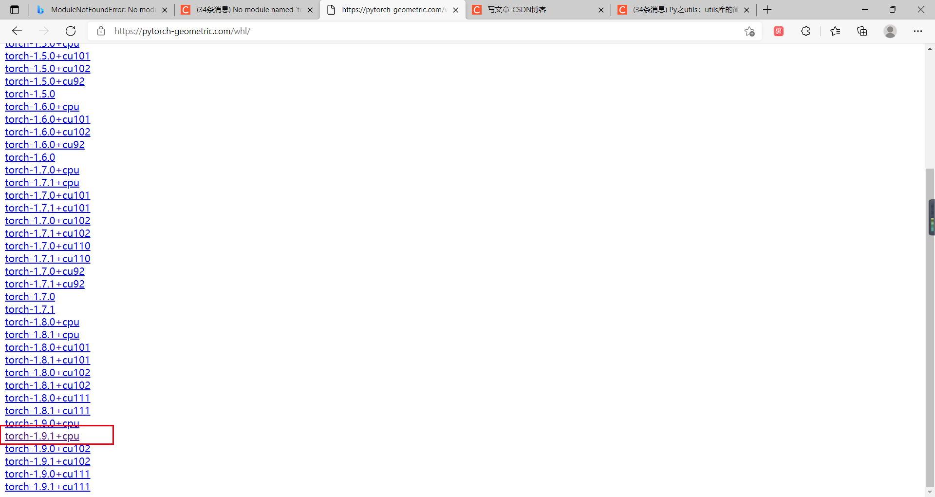 ModuleNotFoundError: No module named ‘torch_geometric‘如何解决（已解决）_modulenotfounderror: no module ...