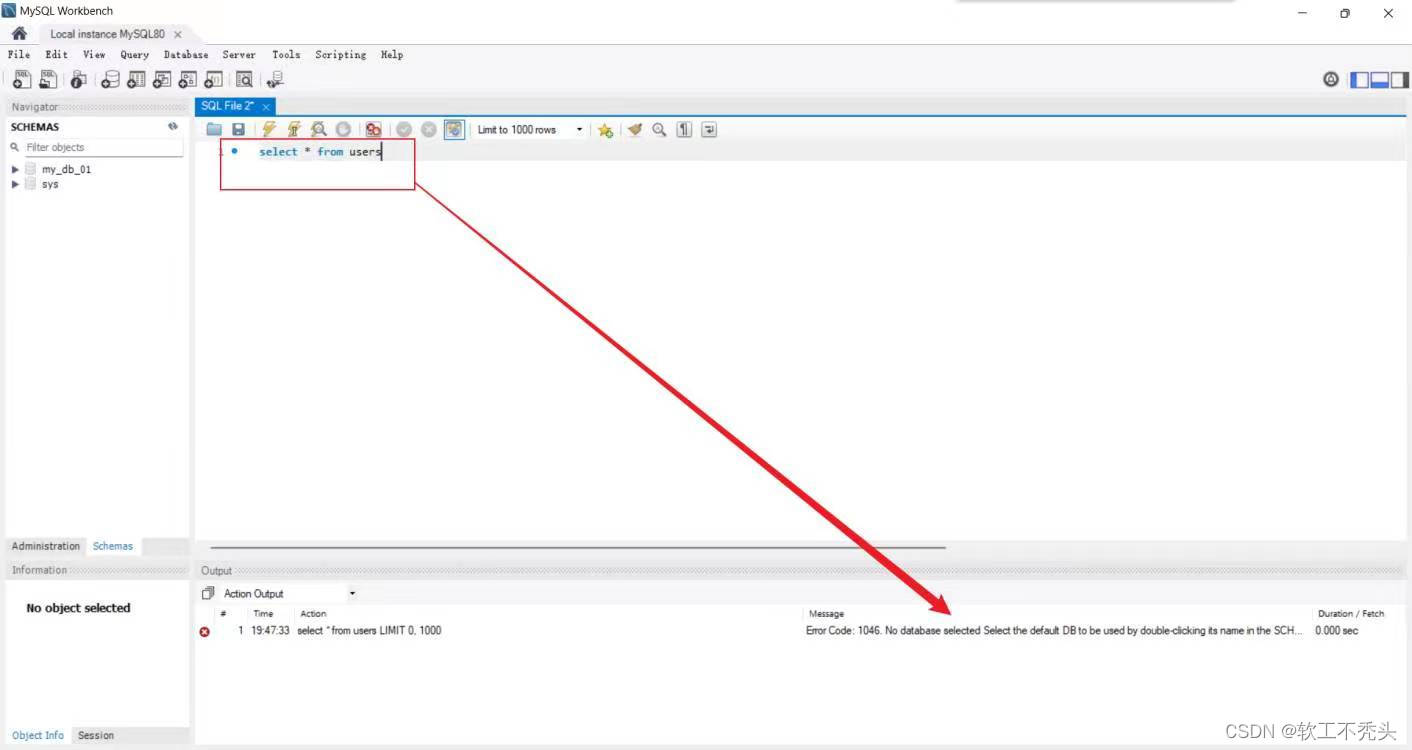 Error Code 1046 No Database Selected Select The Default DB To Be Used