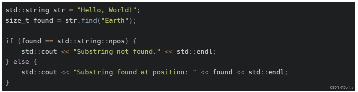 C++ std::string::npos常量（值为-1）（表示“直到字符串的结尾”，作为返回值，它通常用于表示不匹配）-CSDN博客