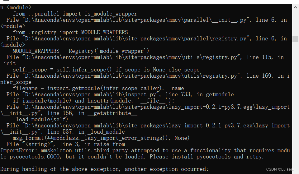 ImportError: mmskeleton.utils.third_party attempted to use a functionality that requires module ...