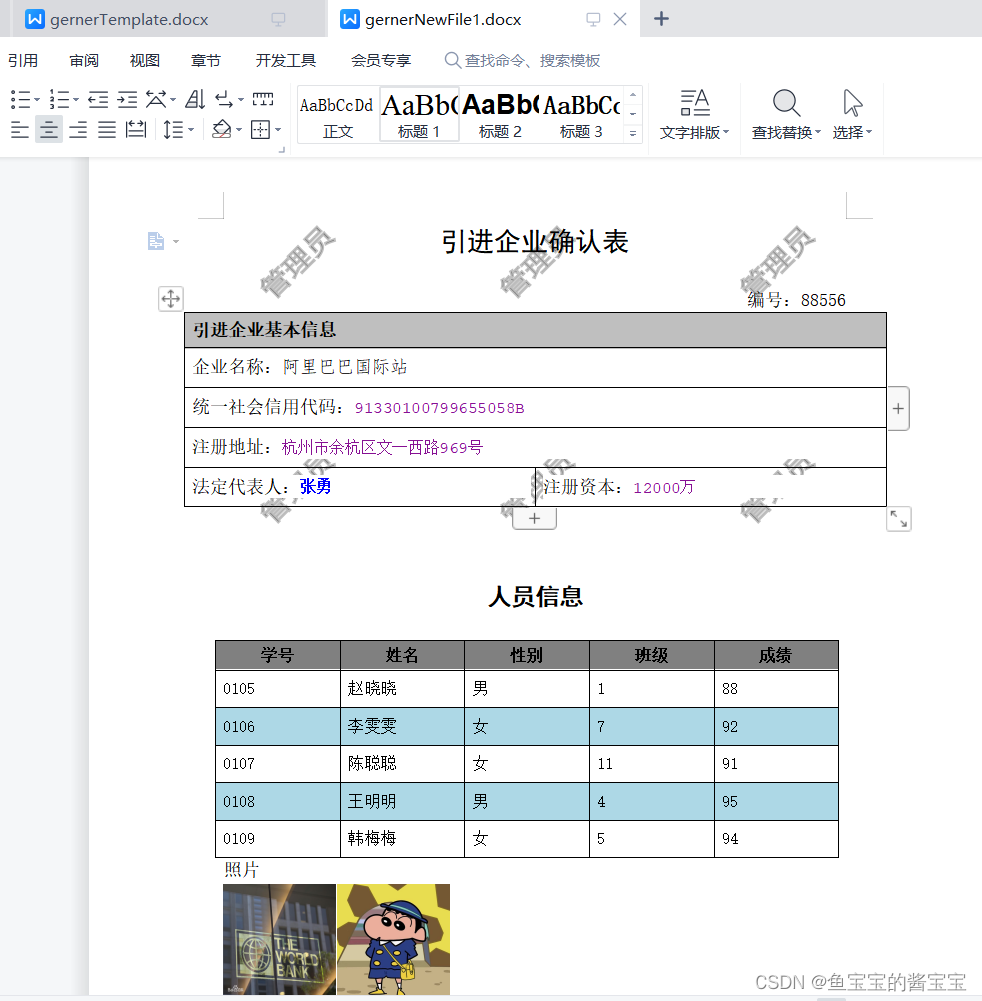 Java替换Word模板中的文字、图片、表格、水印_java根据docx模板替换内容-CSDN博客