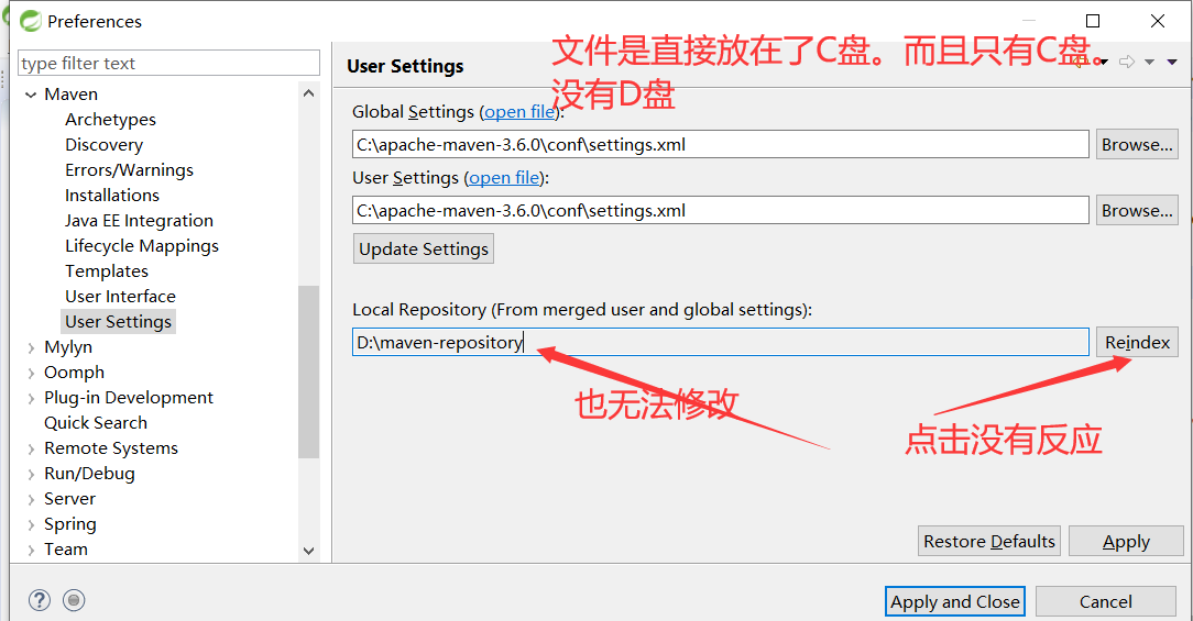 Could not create local repository at D:\maven-repository -＞ [Help 1][ERROR][ERROR] To see the ...