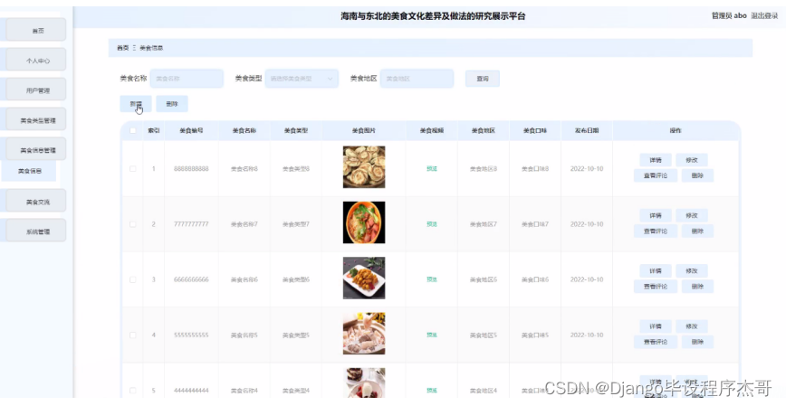 Django计算机毕业设计海南与东北的美食文化差异及做法的研究展示平台python源码程序lw远程部署 Csdn博客