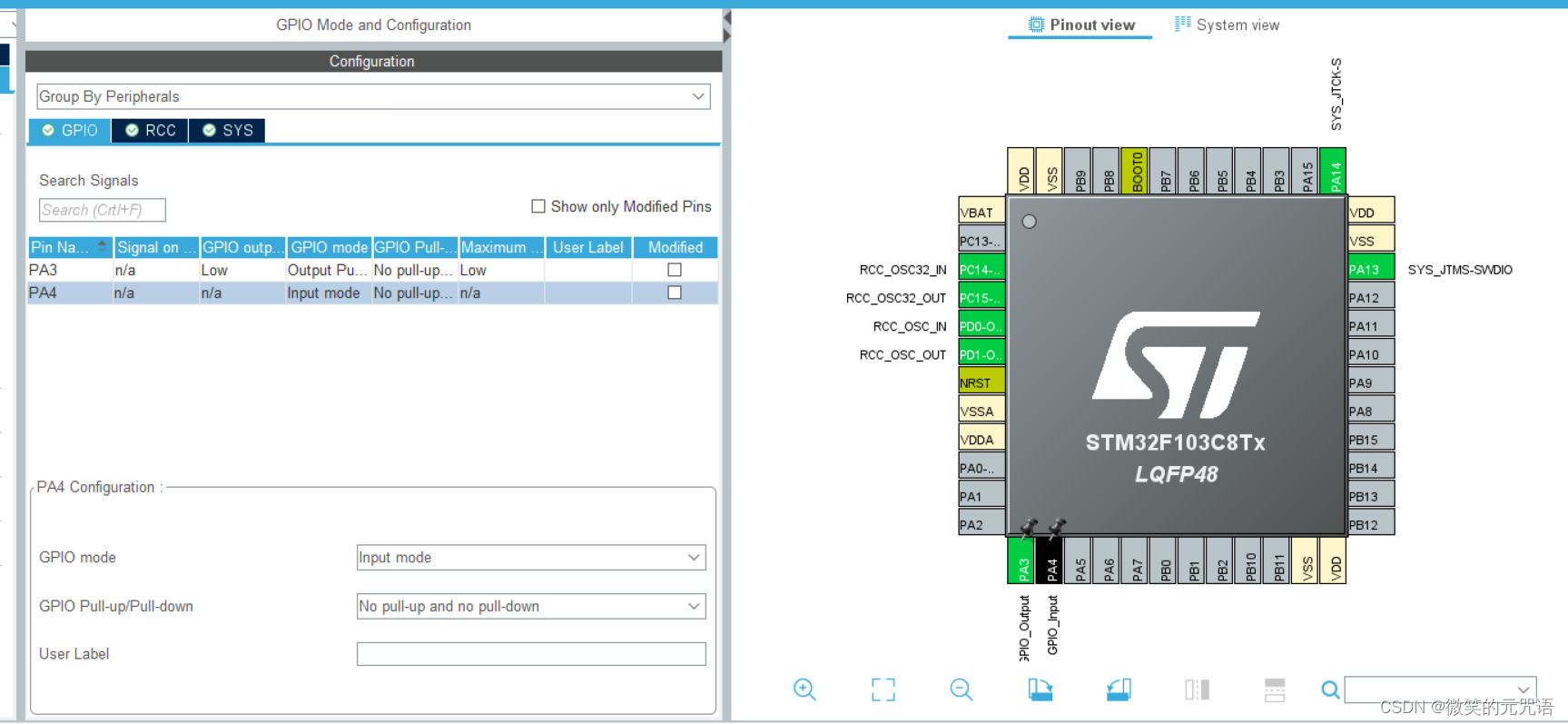 【STM32CubeMX学习】 GPIO_no pull up and no pull down_微笑的元咒语的博客-CSDN博客