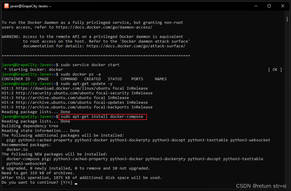 使用WSL2技术在Windows子系统中安装Ubuntu并安装docker及docker-compose（图文详细教程）_wsl docker compose-CSDN博客
