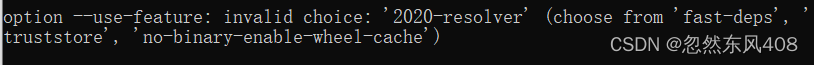 option --use-feature: invalid choice: 2020-resolver终于解决了_pip: error: option --use-feature ...