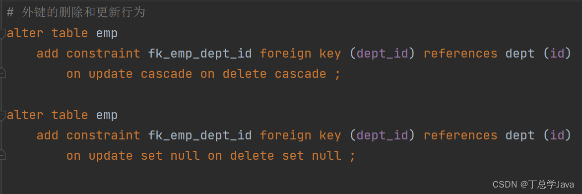 外键删除更新行为（cascade，set null）_外键删除和修改都设定为cascade-CSDN博客