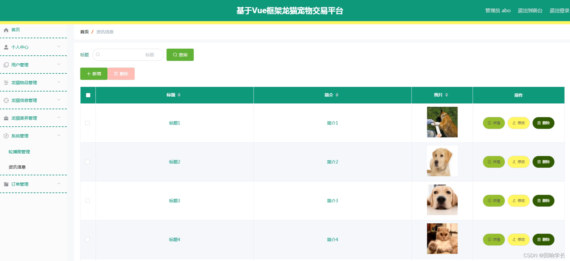 Java计算机毕业设计vue框架龙猫宠物交易平台(附源码、数据库)大学生龙猫网页设计 Csdn博客