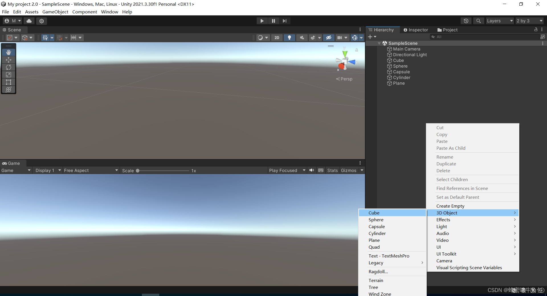 学习Unity系列 第3课（创建物品和认识坐标系） 笔记_unity怎么新建物体-CSDN博客