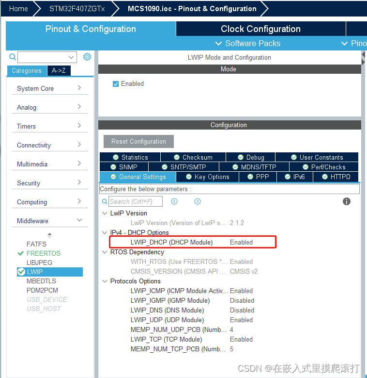 关于LWIP用法之DHCP：动态获取ip，并查看获取的ip地址（_stm32通lwip自动获取ip-CSDN博客