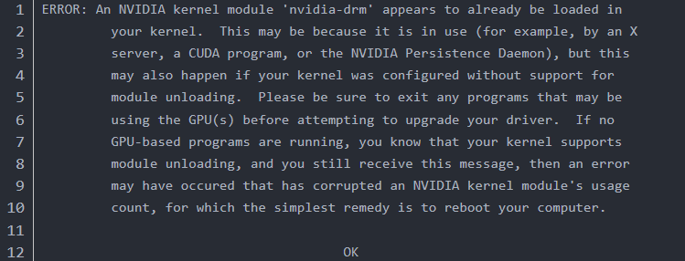 安装 NVIDIA 显卡驱动时报错：An NVIDIA kernel module ‘nvidia-drm‘ appears to already be load-CSDN博客