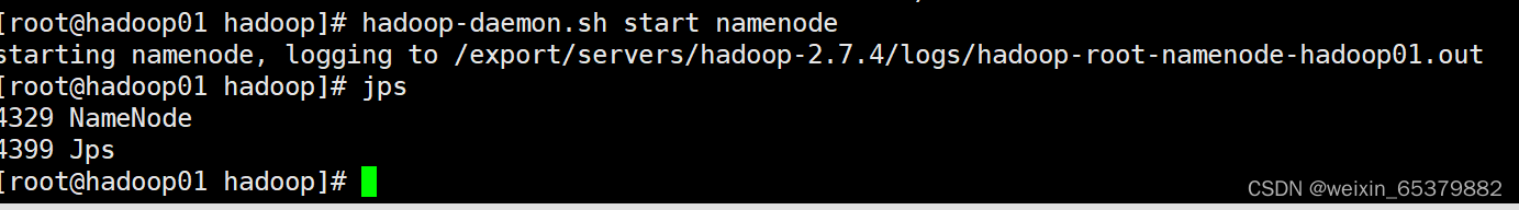 starting namenode, logging to /export/servers/hadoop-2.7.4/logs/hadoop-root-namenode-hadoop01 ...