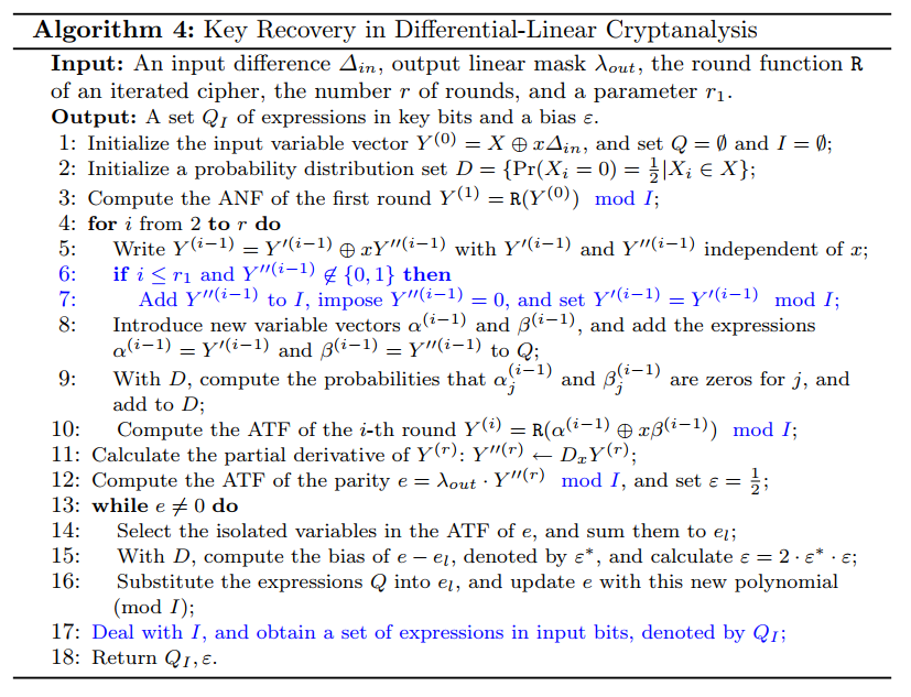 Differential-Linear Cryptanalysis from an Algebraic Perspective 论文阅读笔记 ...