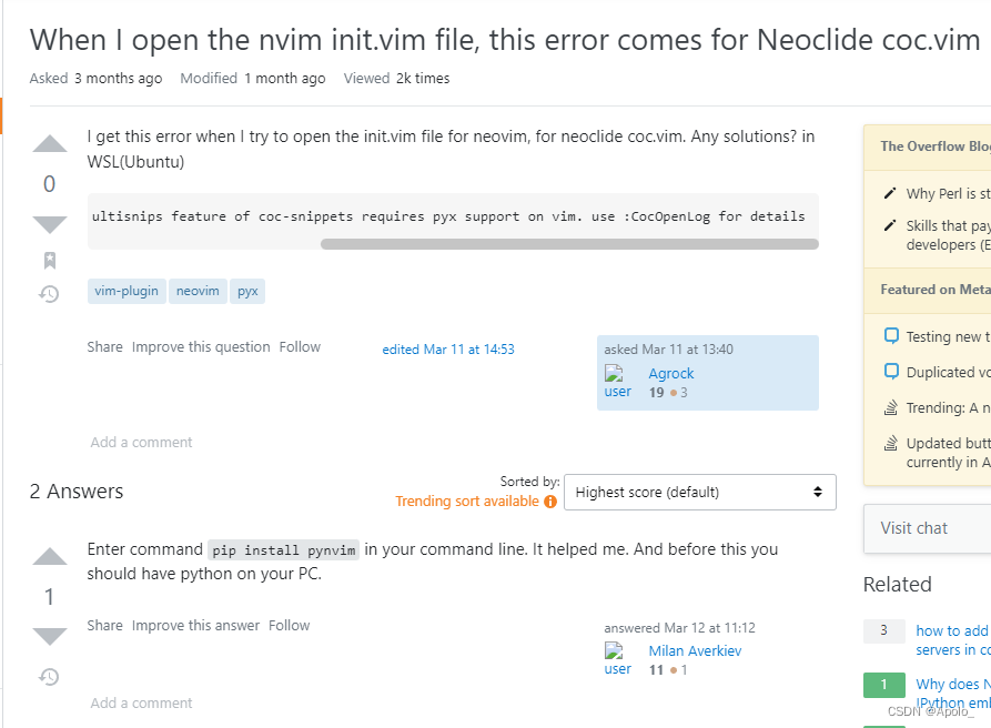 nvim安装Coc.vim遇到的问题总结_nvim coc_Apolo_的博客-CSDN博客