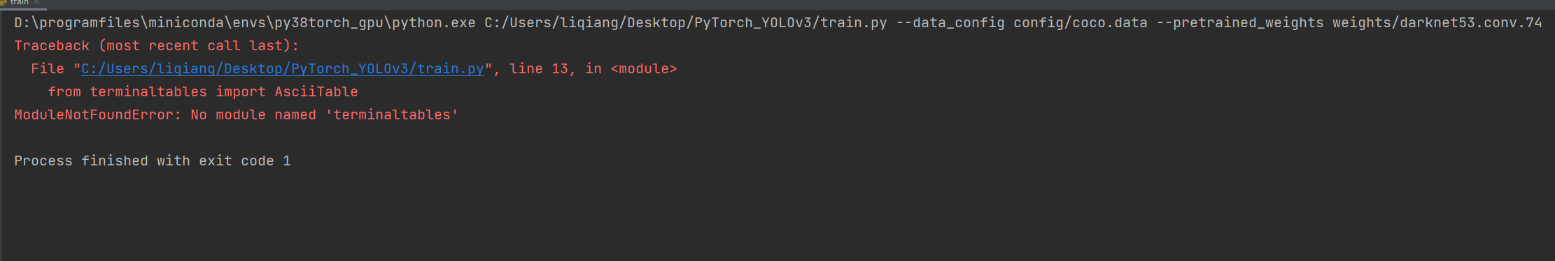 ModuleNotFoundError: No module named ‘terminaltables ...