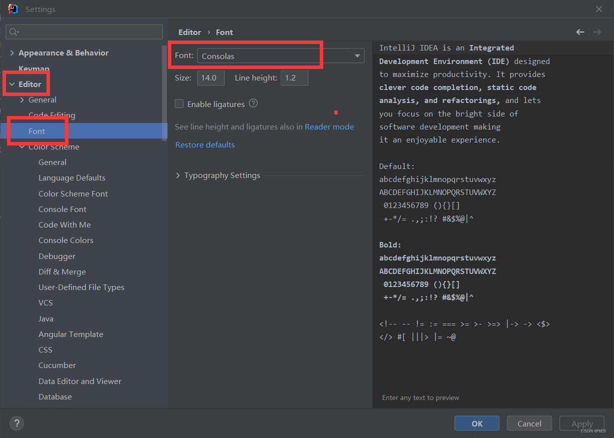 IntelliJ IDEA更换代码字体为Consolas_idea没有consolas字体-CSDN博客