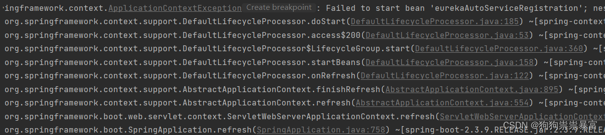 Failed to start bean ‘eurekaAutoServiceRegistration‘； nested exception ...