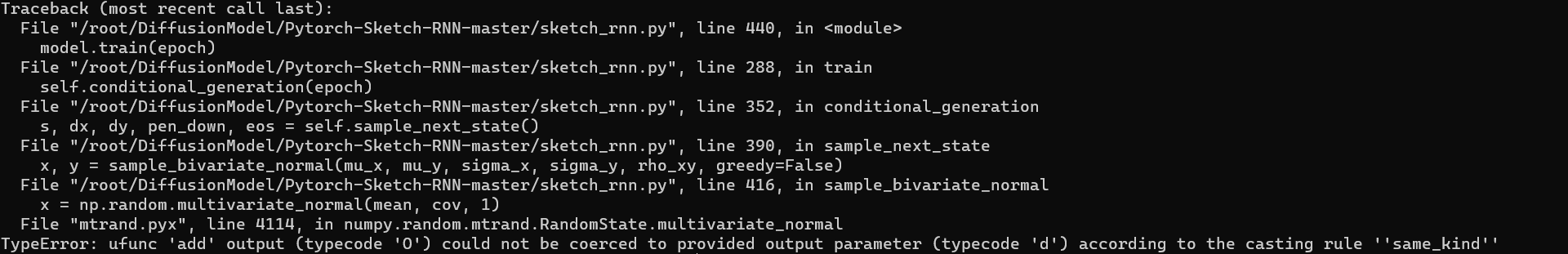 解决multivariate_normal中：output parameter (typecode ‘d‘) according to the ...