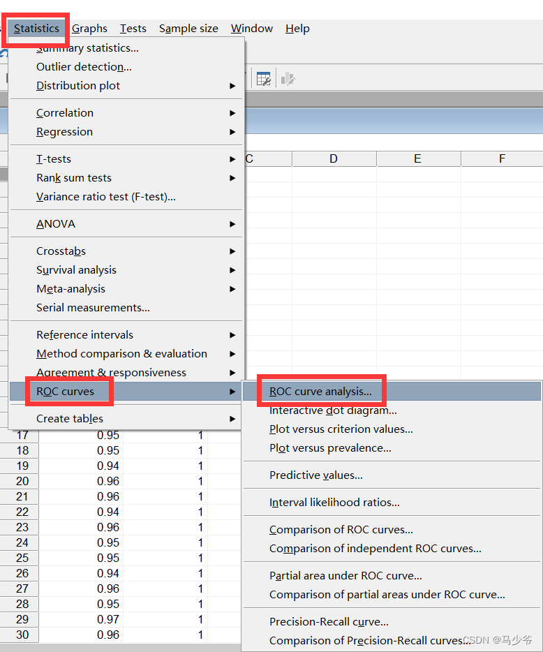 MedCalc软件制作ROC曲线_medcalc roc-CSDN博客