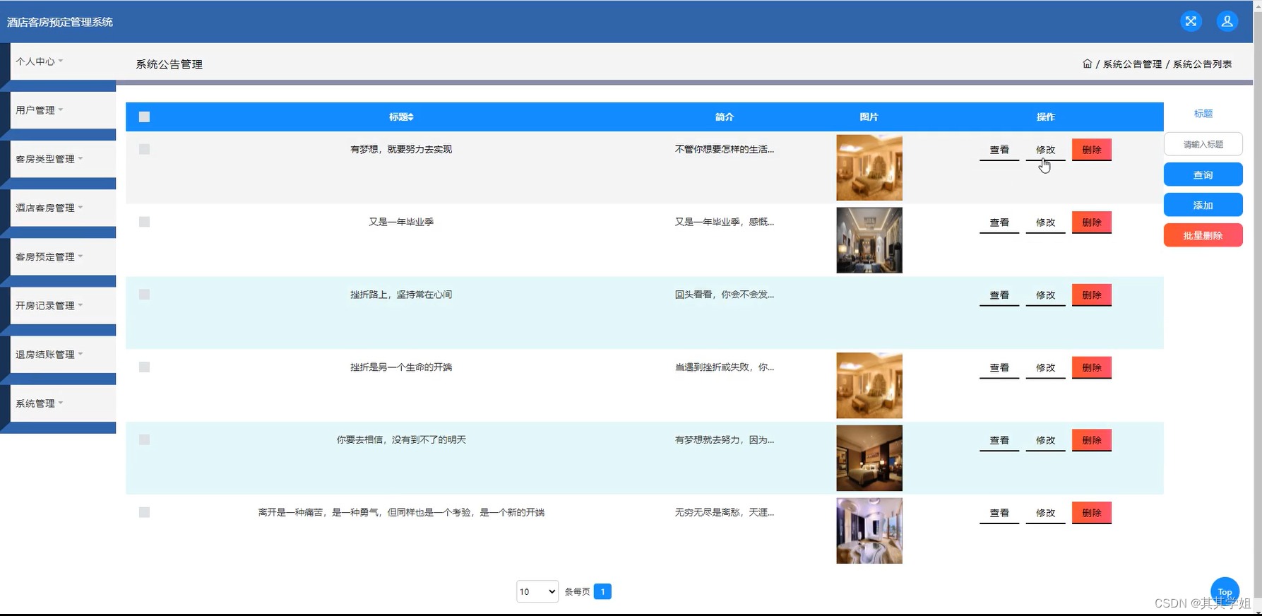 附源码 Javassm计算机毕业设计酒店客房预定管理系统i59uz源码程序数据库部署 Csdn博客 