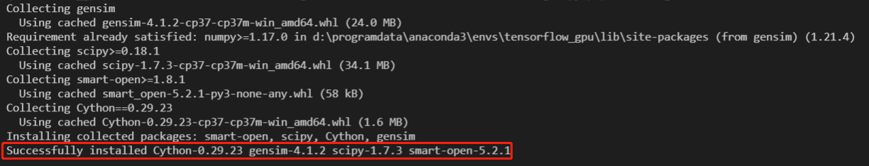 【NLP】【报错】- Running setup.py install for gensim ...error_running setup.py install for gensim ...