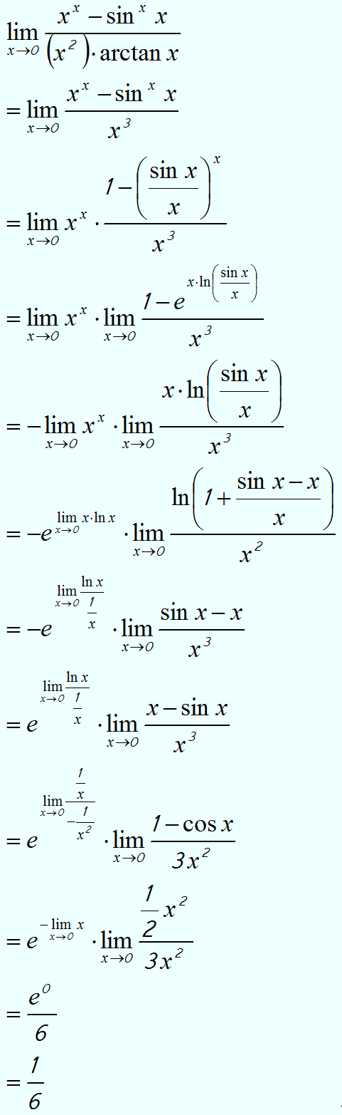 极限 lim(x^x-(sinx)^x)/(x²arctanx)_x的x次方-sinx的x次方-CSDN博客