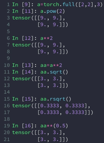 Pytorch：Tensor基本运算【add/sub/mul/div：加减乘除】【mm/matmul：矩阵相乘】【Pow/Sqrt/rsqrt：次方】【近似：floor...】【裁剪 ...