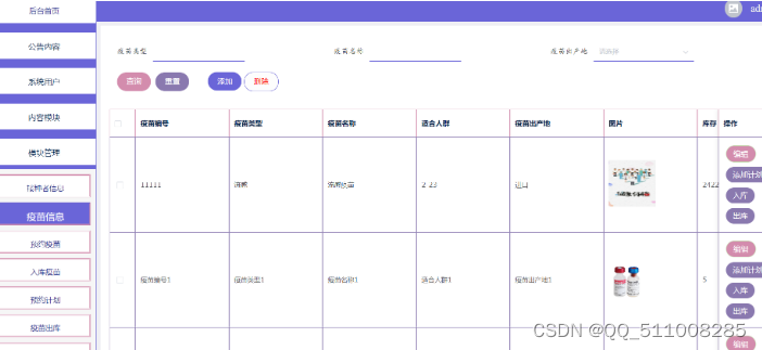 Python基于vue 社区疫苗接种管理系统 Csdn博客 