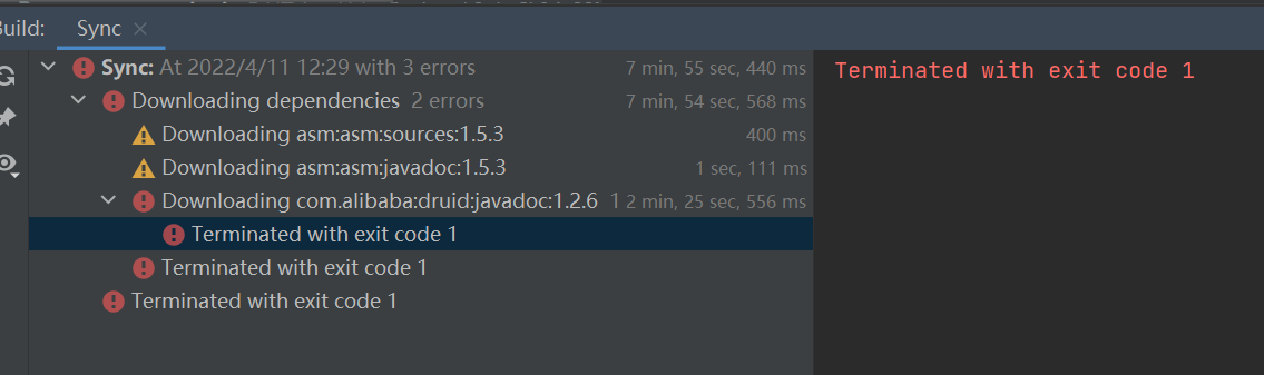 报错IDEA Terminated with exit code 1-CSDN博客