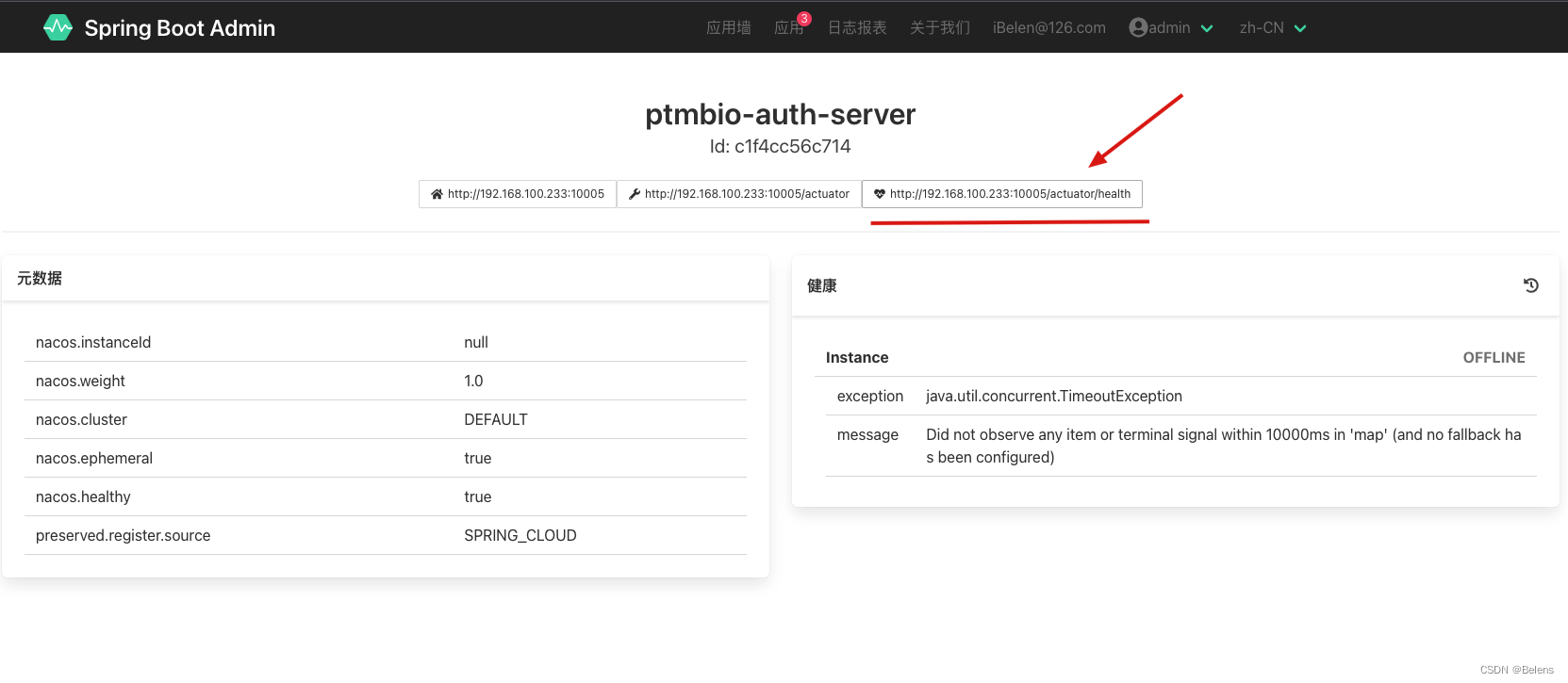 SpringbootAdmin java.util.concurrent.TimeoutException 离线解决办法_did not observe any item or ...