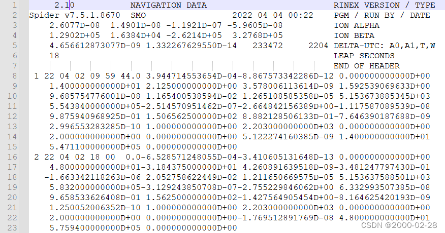 MATLAB--读取广播星历的导航文件_matlab读取导航电-CSDN博客