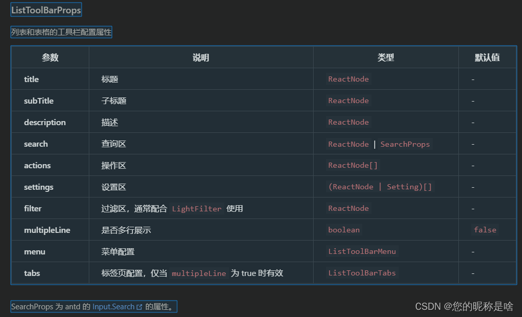 Antd Pro中protable使用时遇到的一些问题，search，toolbar，toolbarrender属性 Csdn博客