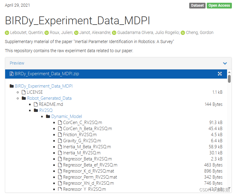 机器人动力学参数辨识方法开源程序数据分享_机器人参数辨识 源码-CSDN博客