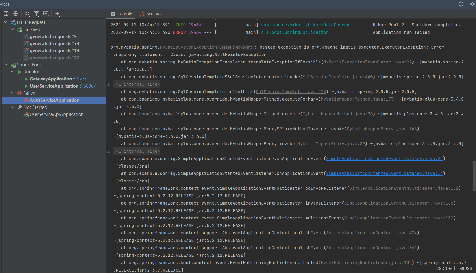 记录一些遇见的bug——项目启动报错org.mybatis.spring.MyBatisSystemException: nested exception is org.apache ...