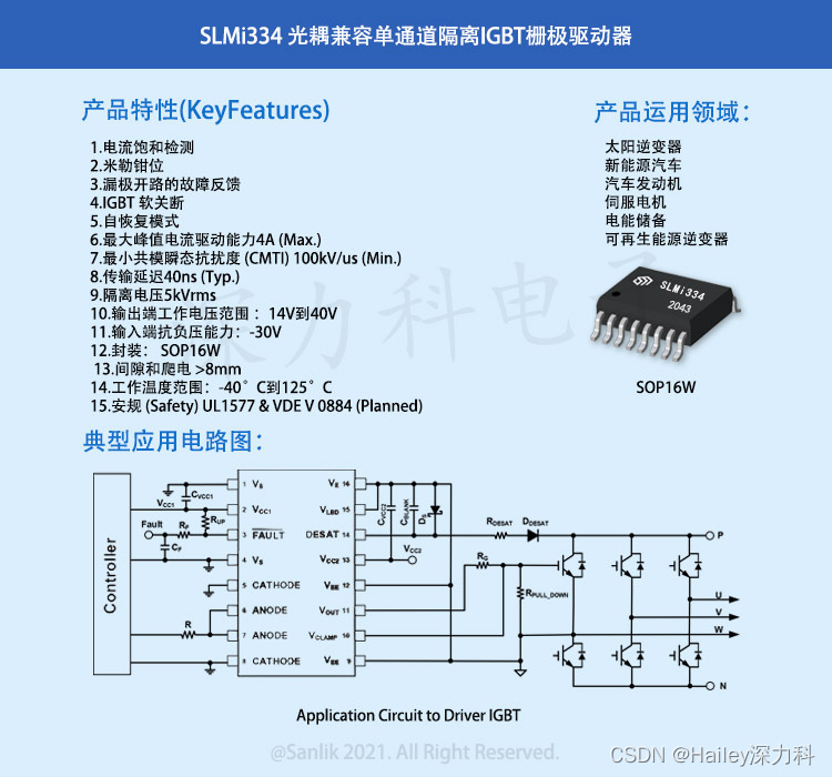 SLMI334CG兼容ACPL-332J 4A驱动能力 光耦兼容单通道隔离式IGBT栅极驱动器 高性能的隔离驱动方案_acpl332j-CSDN博客