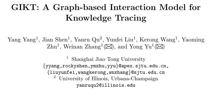 【论文解读|ECMLPKDD2020】GIKT: A Graph-based Interaction Model for Knowledge Tracing-CSDN博客