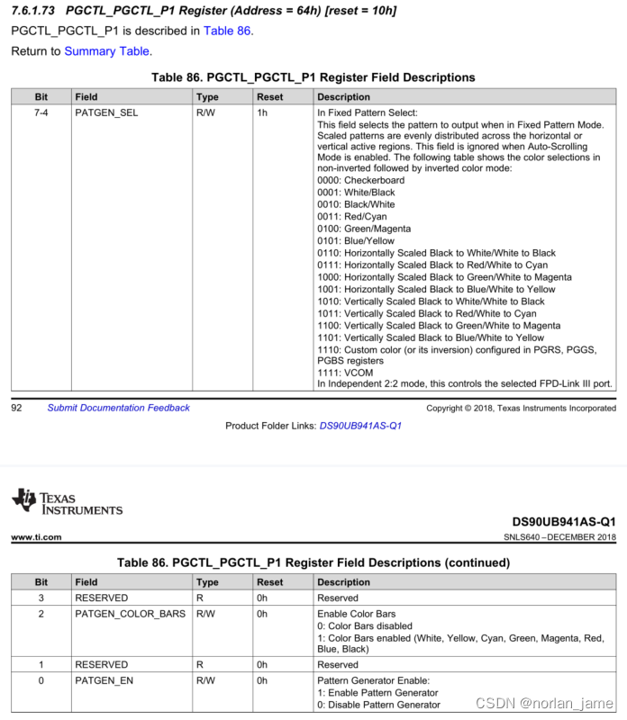 TI DS90UB941内部时钟输出test pattern的方式-CSDN博客