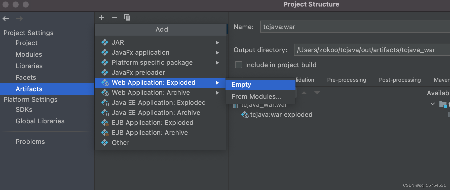 idea导入tomcat项目的配置，生成artifacts_tpmcat 启动artifacts-CSDN博客