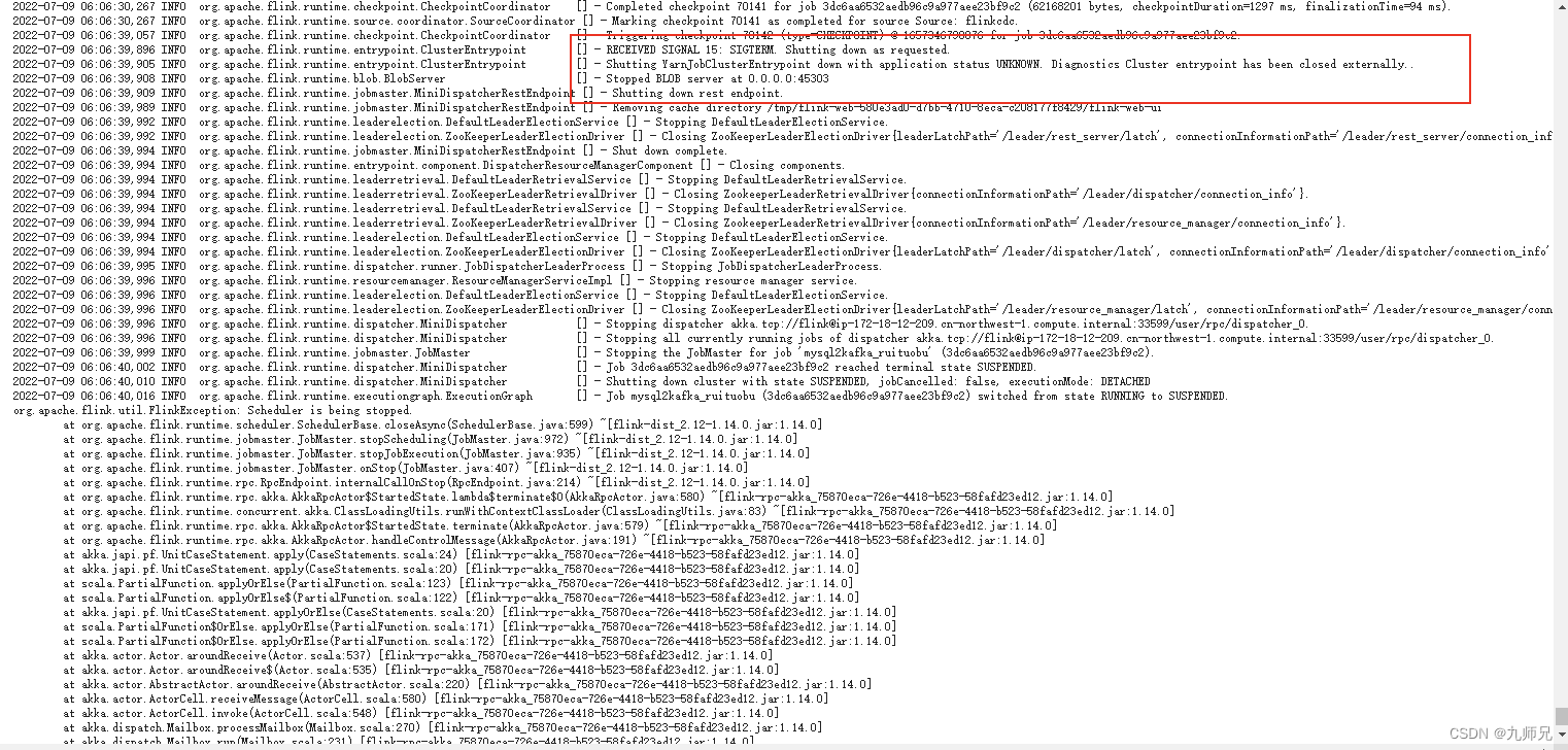 【Flink】RECEIVED SIGNAL 15: SIG SIGTERM. Shutting down as requested_received signal 15: sigterm ...