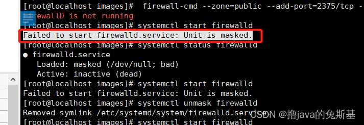Linux报错 Failed to start firewalld.service: Unit is masked_unit voy-onboard-ntb-bridge.service is ...