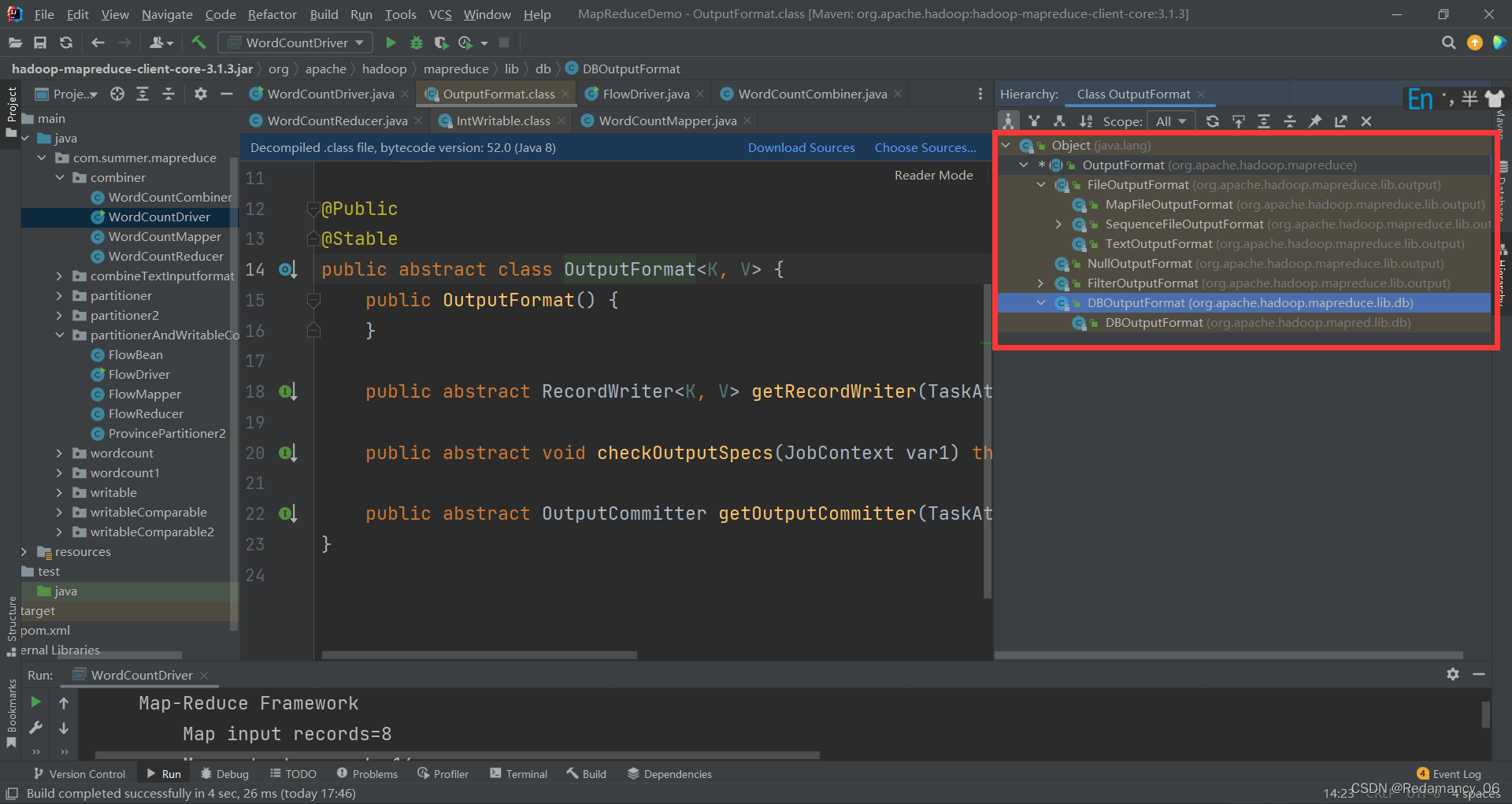 Hadoop中的MapReduce框架原理、OutputFormat数据输出，接口实现类、 自定义OutputFormat案例实操_hadoop outputformat-CSDN博客