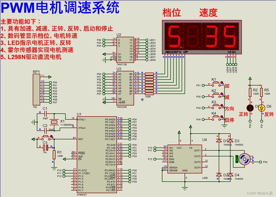 【Proteus仿真】【51单片机】PWM电机调速系统设计_protues调节灯光亮度pwm原理图-CSDN博客