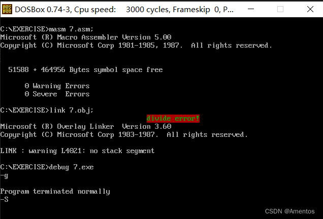 【汇编语言】by王爽 实验12：编写0号中断的处理程序1、编写0号中断的处理程序使得在除法溢出发生时在屏幕中间显示字符串 Divide Csdn博客